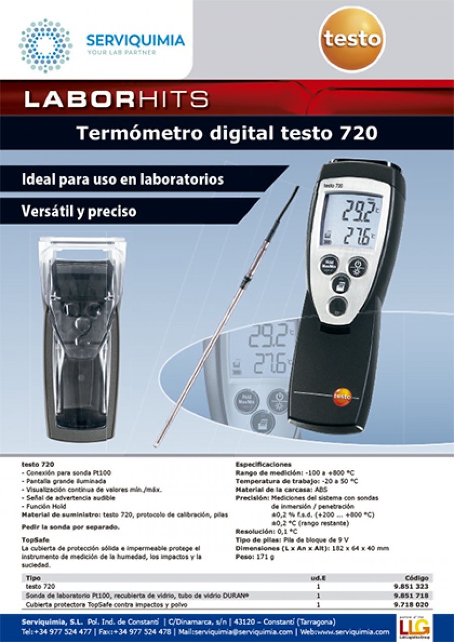 Termómetro digital testo 720 | Serviquimia